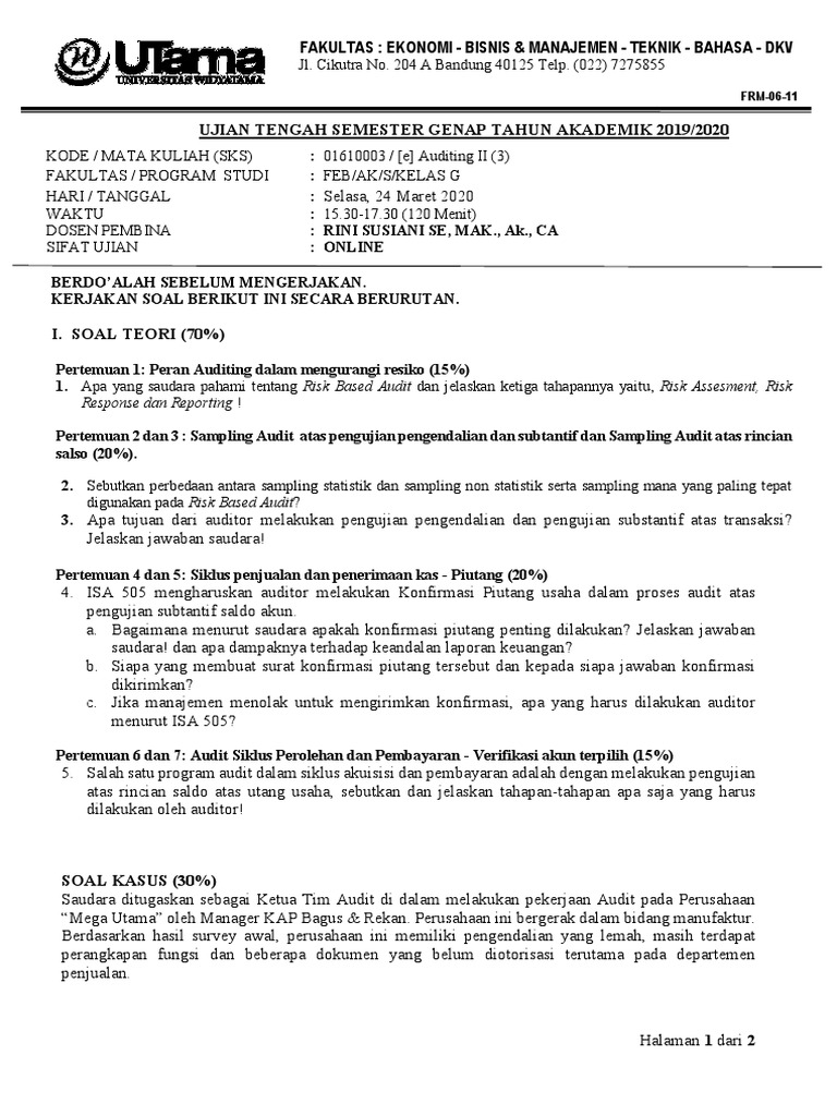 Uts Auditing Ii PDF | PDF