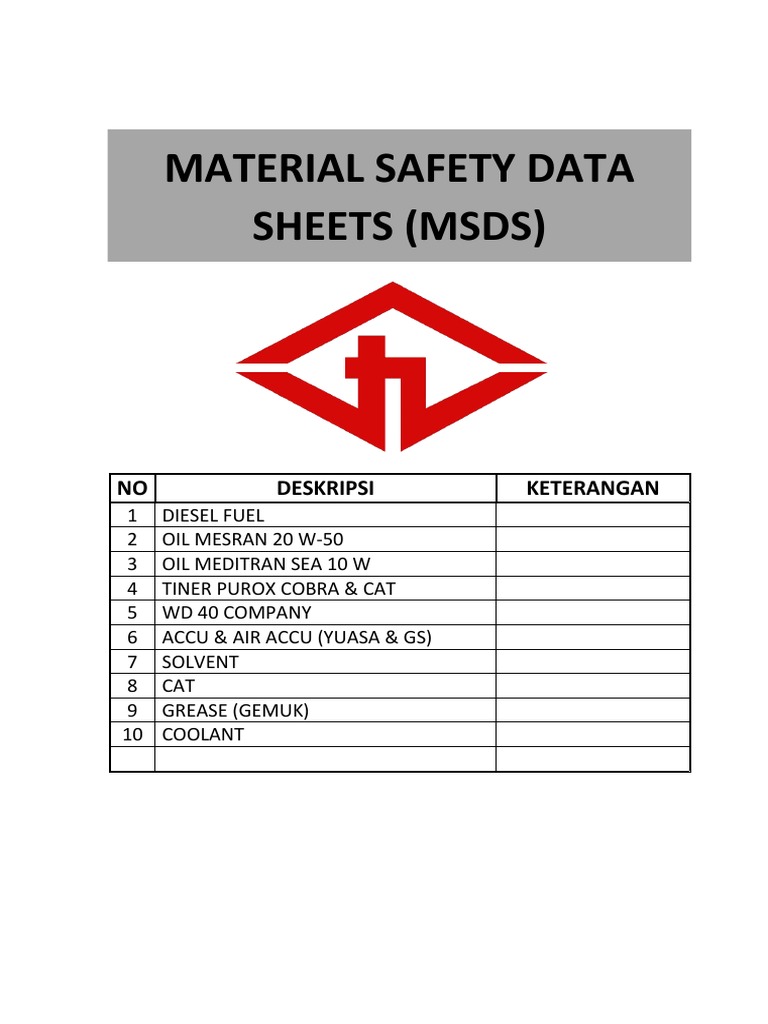 Material Safety Data Sheets List | PDF | Home & Garden | Science ...