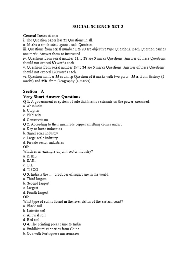 Social Science Set 3: 35 Questions | PDF | Democracy | Political Ideologies