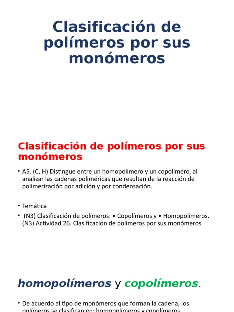 Clasificación de Polímeros Por Sus Monómeros | PDF | Polímeros ...