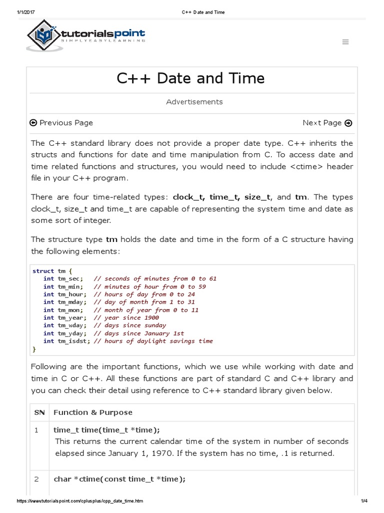 C++ Date and Time | PDF | C++ | Integer (Computer Science)