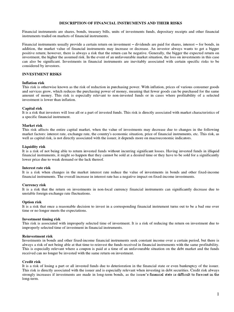 4 PRIEDAS Rizikų Aprasymas - EN | PDF | Repurchase Agreement | Bonds (Finance)