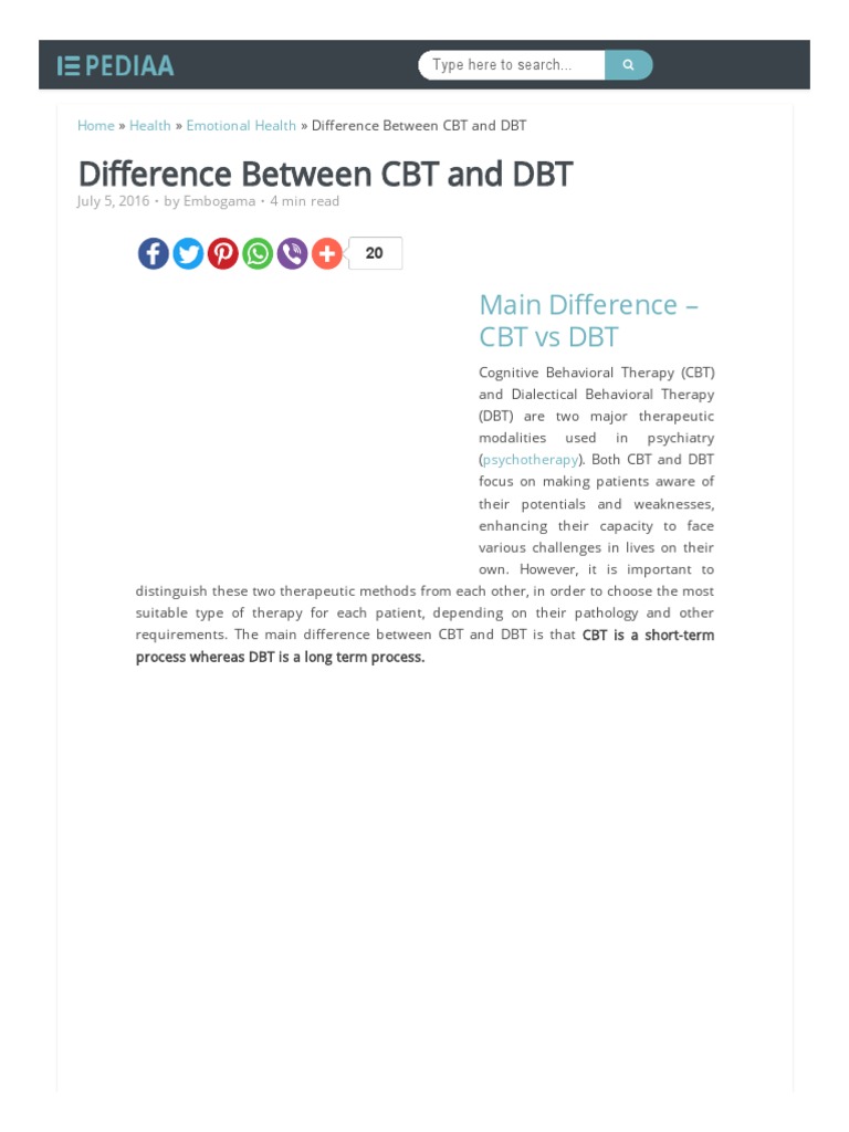 Pediaa Com Difference Between CBT and DBT | PDF | Dialectical Behavior ...