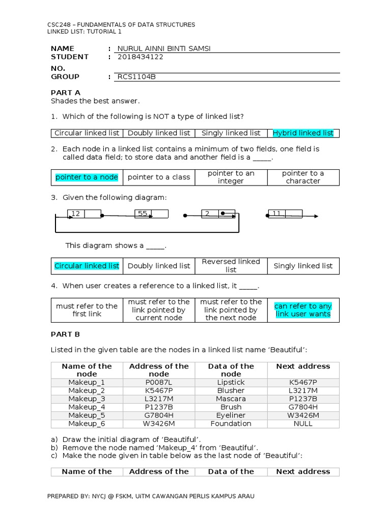 Name: Nurul Ainni Binti Samsi Student NO.: 2018434122 Group: RCS1104B Part A | Download Free PDF ...