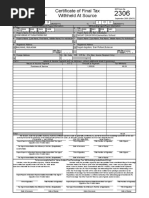 BIR Form 2306: Certificate of Final Tax Withheld | PDF | Withholding ...