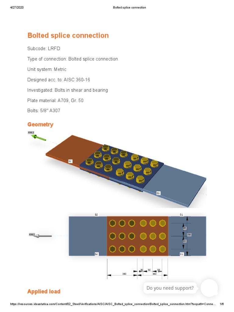 Bolted Splice Connection Analysis | PDF | Screw | Deformation (Mechanics)