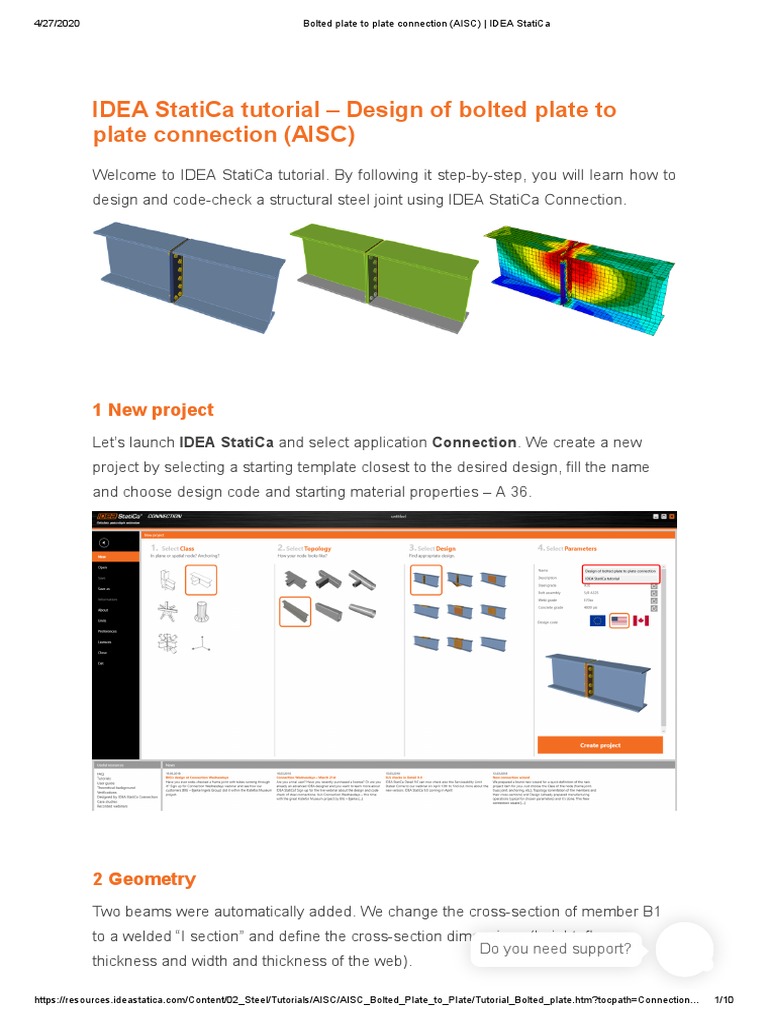 Bolted Plate To Plate Connection (AISC) - IDEA StatiCa | PDF | Cross ...