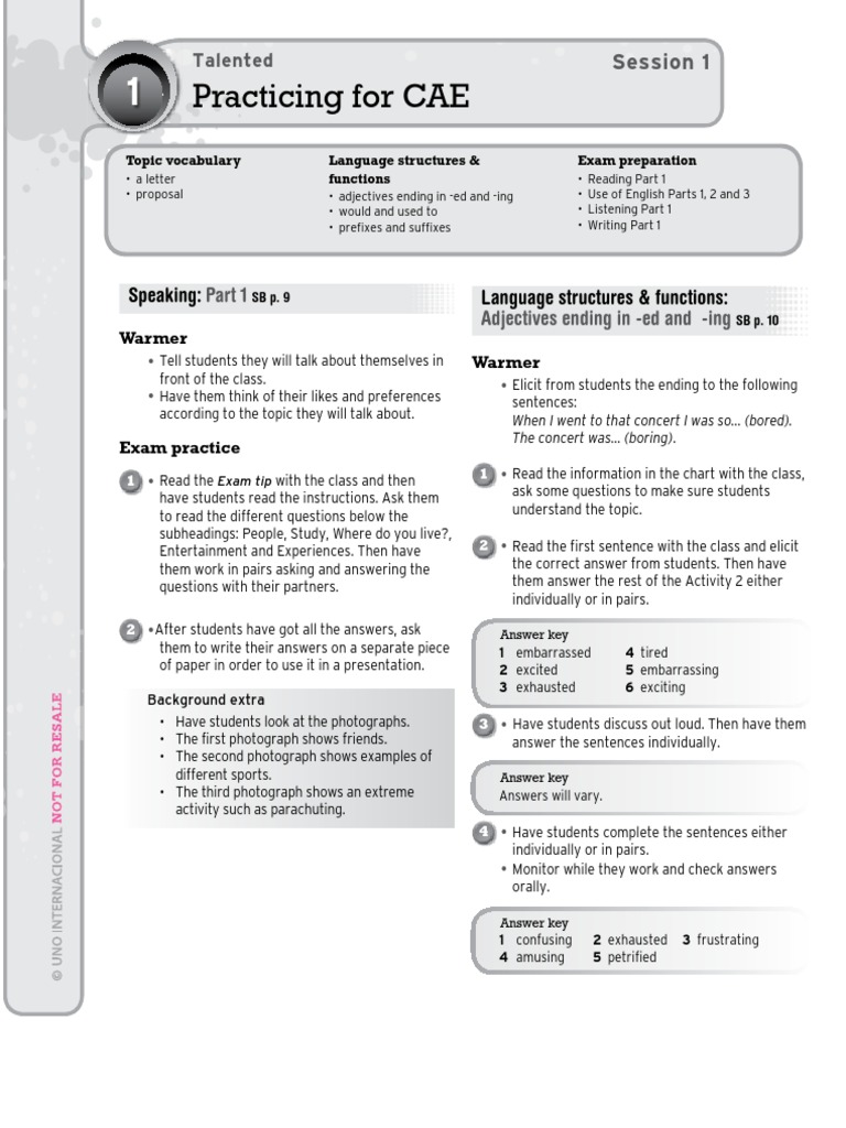 Practicing For CAE: Speaking: Language Structures & Functions | PDF ...