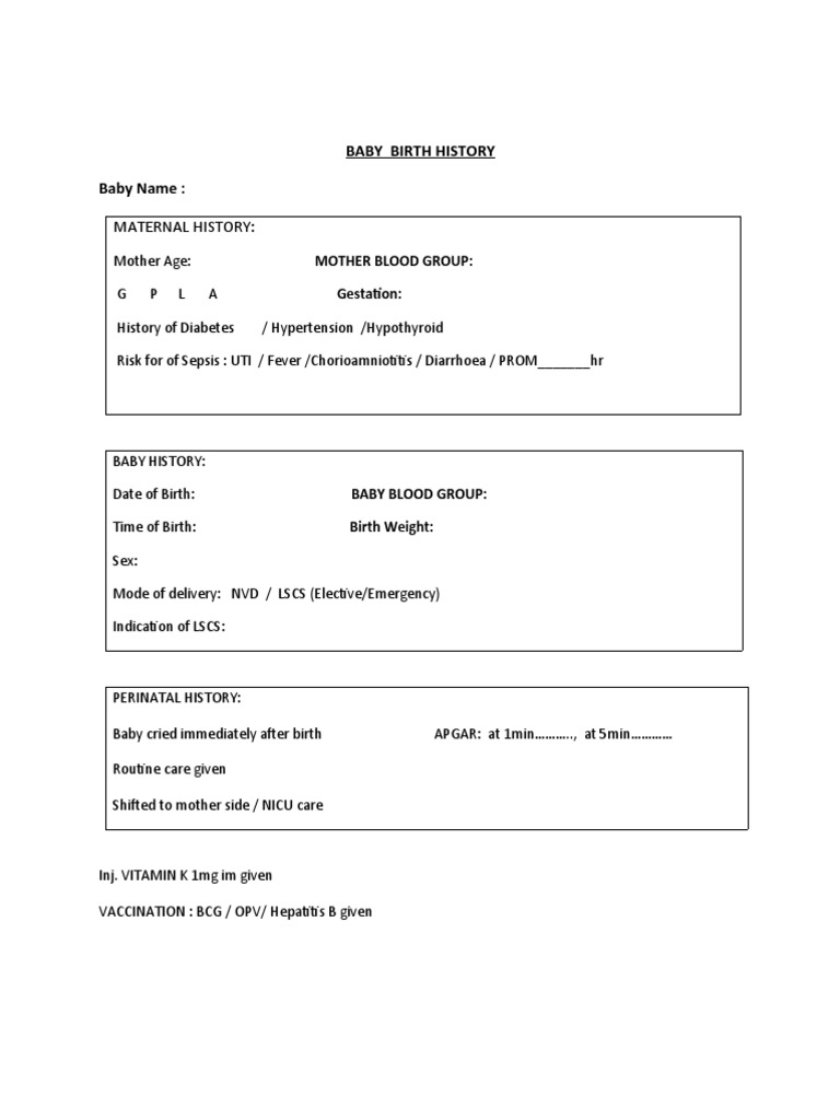 Comprehensive Baby Birth History Report | PDF