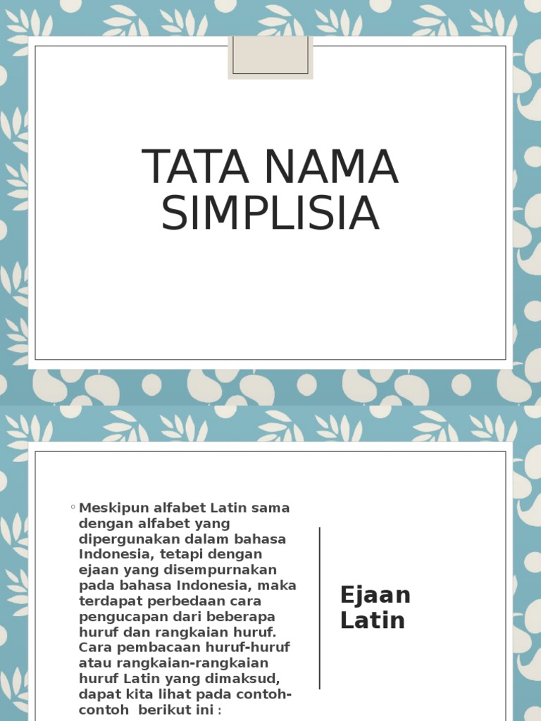 Tata Nama Simplisia | PDF