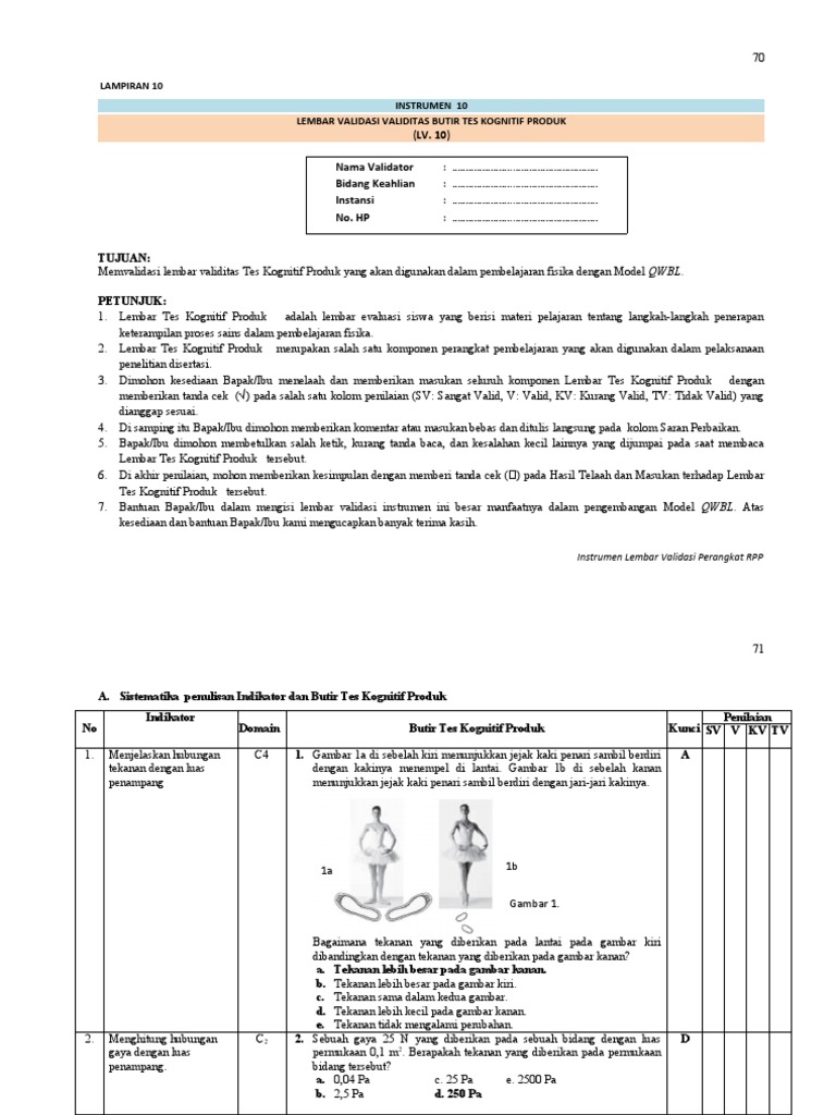 Validasi Tes Kognitif Fisika QWBL | PDF