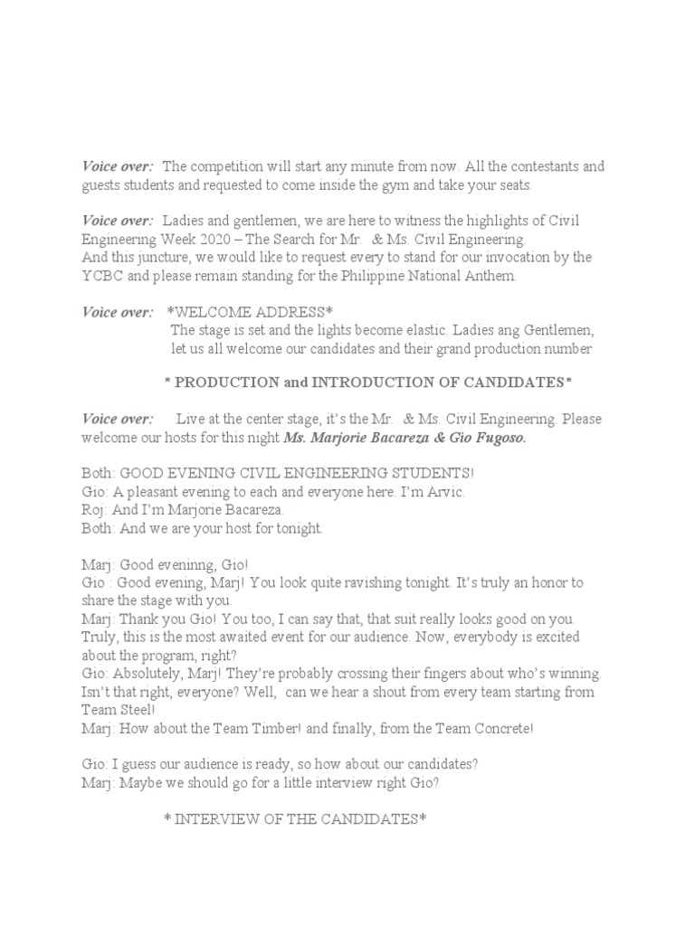 Emcee Script Marj | PDF