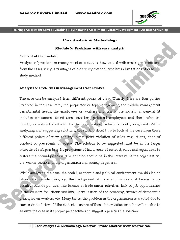 Module 5 Problems With Case Analysis PDF | PDF | Case Study | Decision Making