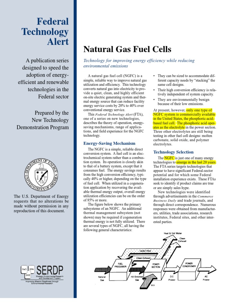 Federal Technology Alert: Natural Gas Fuel Cells | PDF | Fuel Cell ...