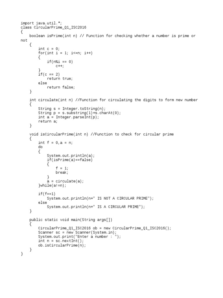 Checking if a number is a circular prime by circulating its digits and ...