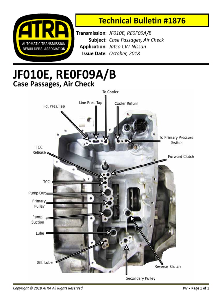 JF010E, RE0F09A/B: Technical Bulletin #1876 | PDF
