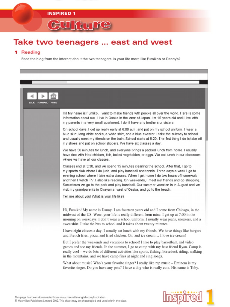 Culture Inspired 1 Take Two Teenagers East and West PDF | PDF | Clothing