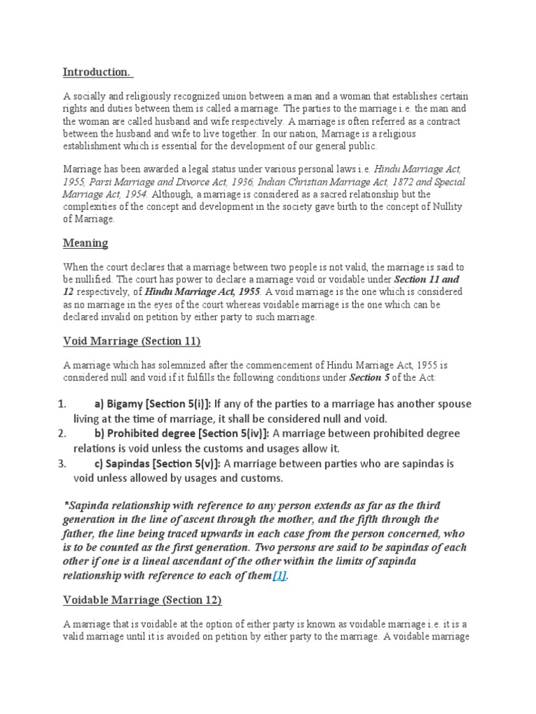 Void and Voidable Marriage Under Hindu Law | PDF | Annulment | Feminism And The Family