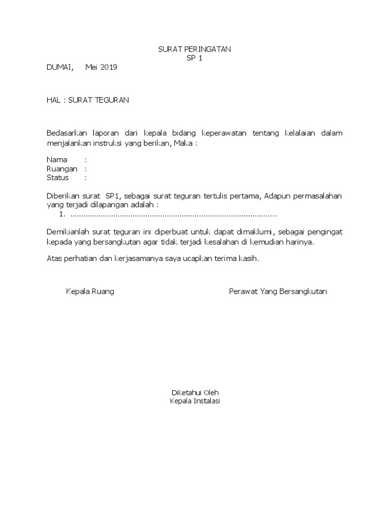 Contoh Surat Peringatan | PDF