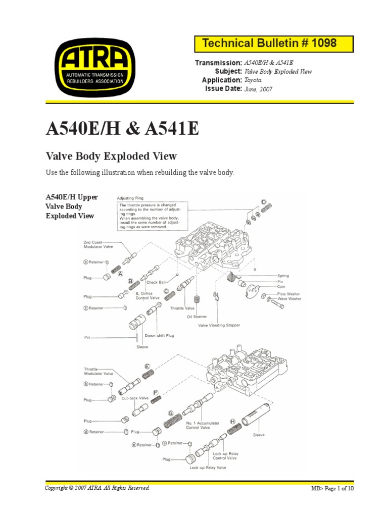 A540E/H & A541E: Technical Bulletin # 1098 | PDF