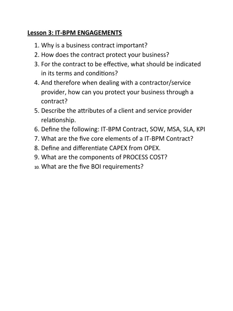 IT-BPM Contract Essentials | PDF | Career & Growth | Finance & Money ...