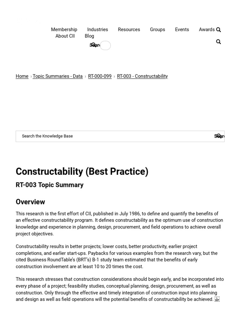 CII - Constructability | PDF | Procurement | Design