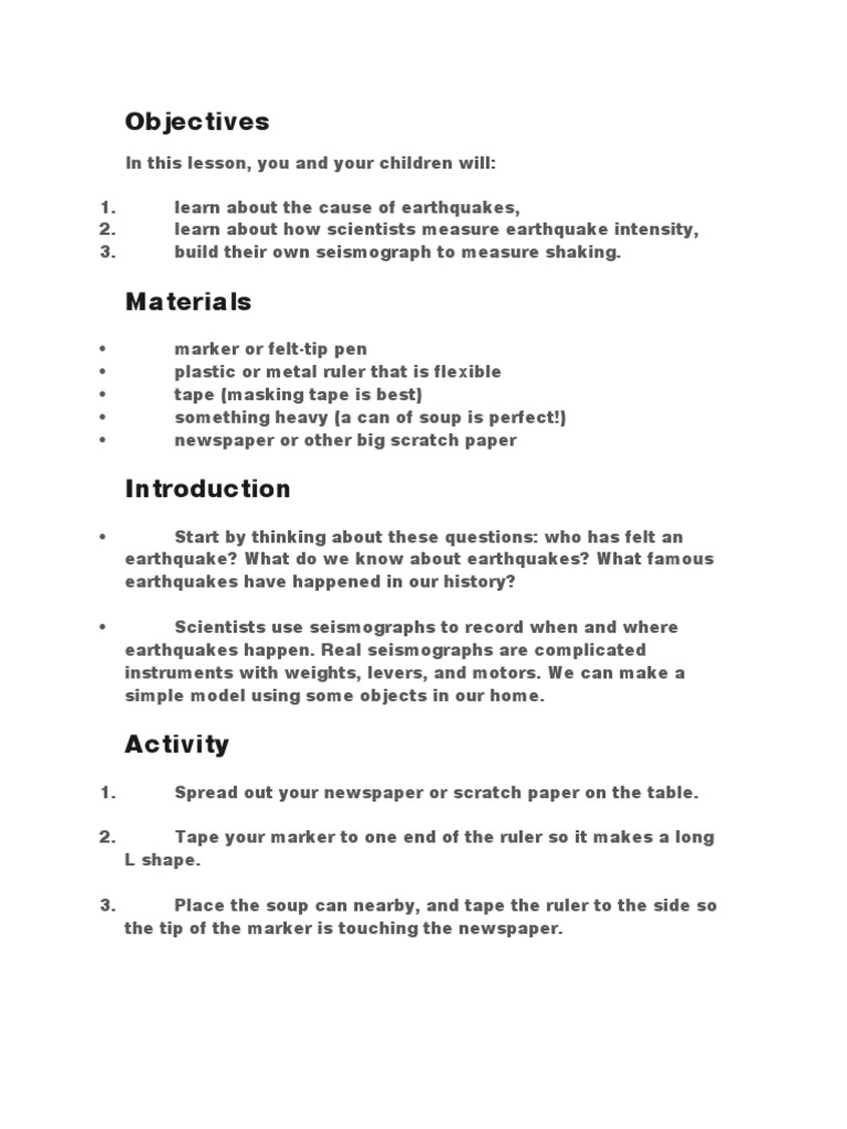 Earthquake Measuring Lesson Plan | PDF