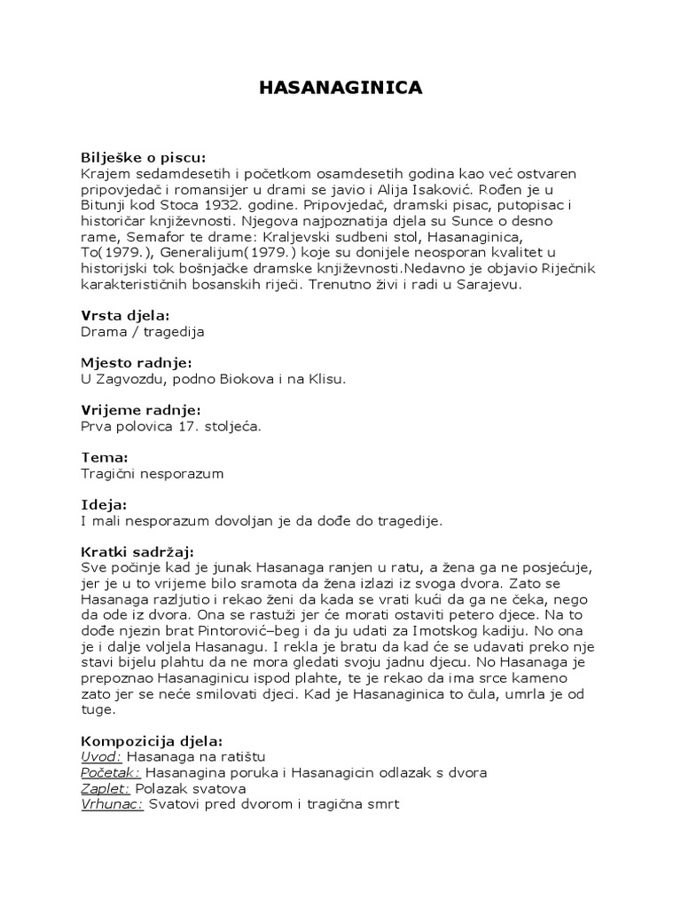 Hasanaginica 1 | PDF