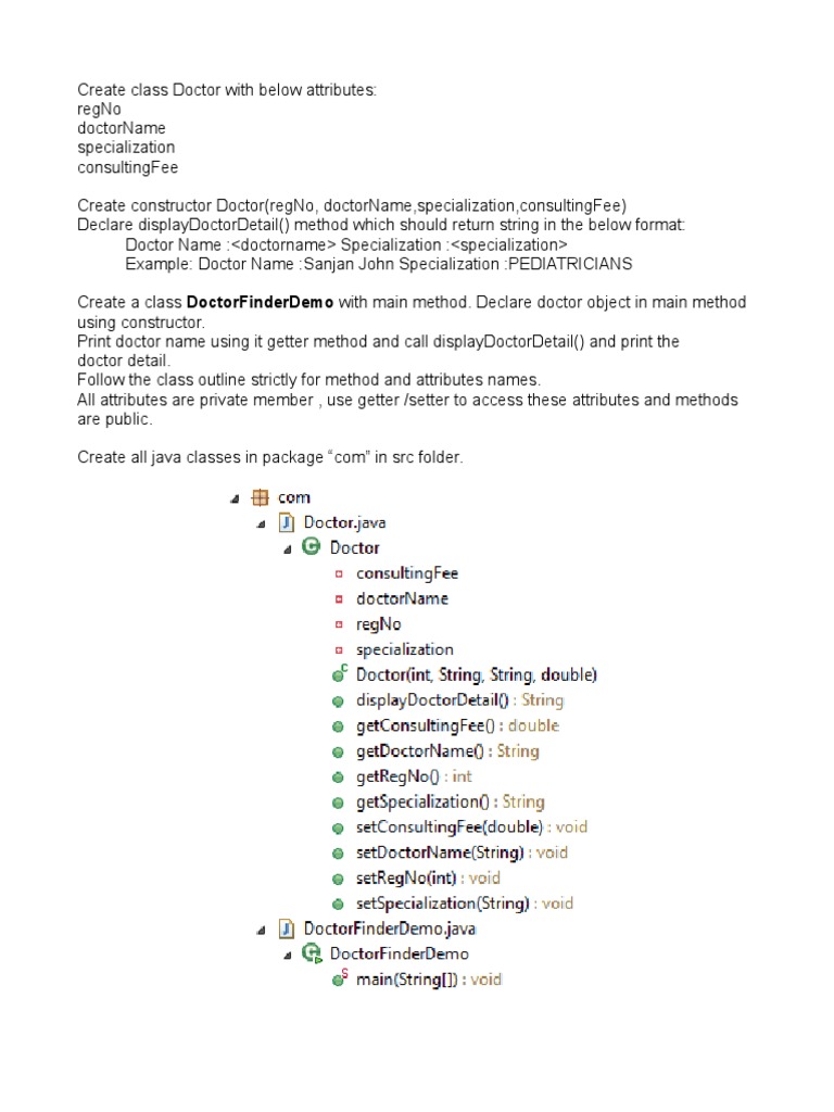 Defining Doctor and DoctorFinder Classes to Represent Doctor Details ...