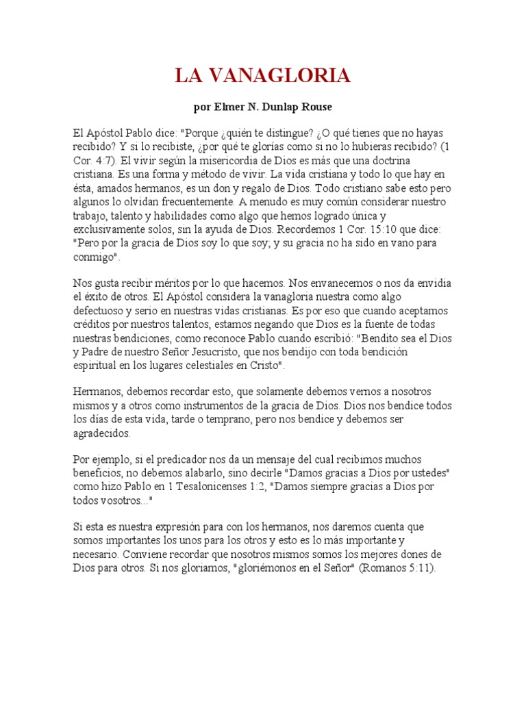 La Vanagloria | PDF | Cristo (título) | Pecado