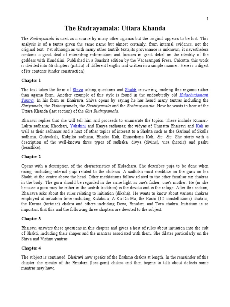Rudrayamala Utara Kanda1 | PDF | Tantra | Devi