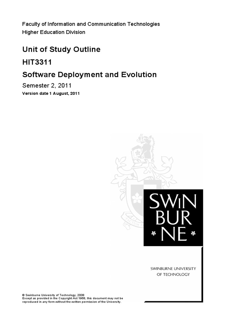 ! HIT3311 - Software Deployment and Evolution - Semester 2 - 2011 ...