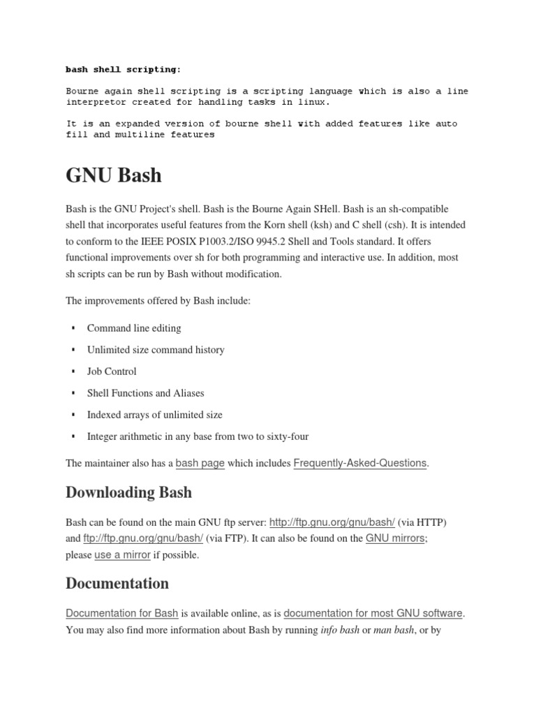 Bash Shell | PDF | Operating System Technology | Unix