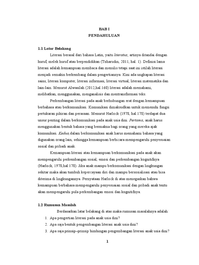 Pengertian dan Pengembangan Literasi PAUD | PDF