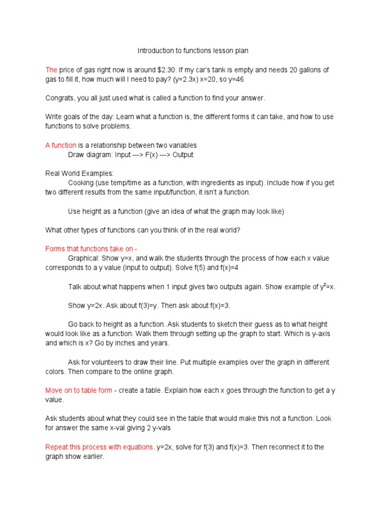 Intro To Functions | PDF | Function (Mathematics) | Cognition