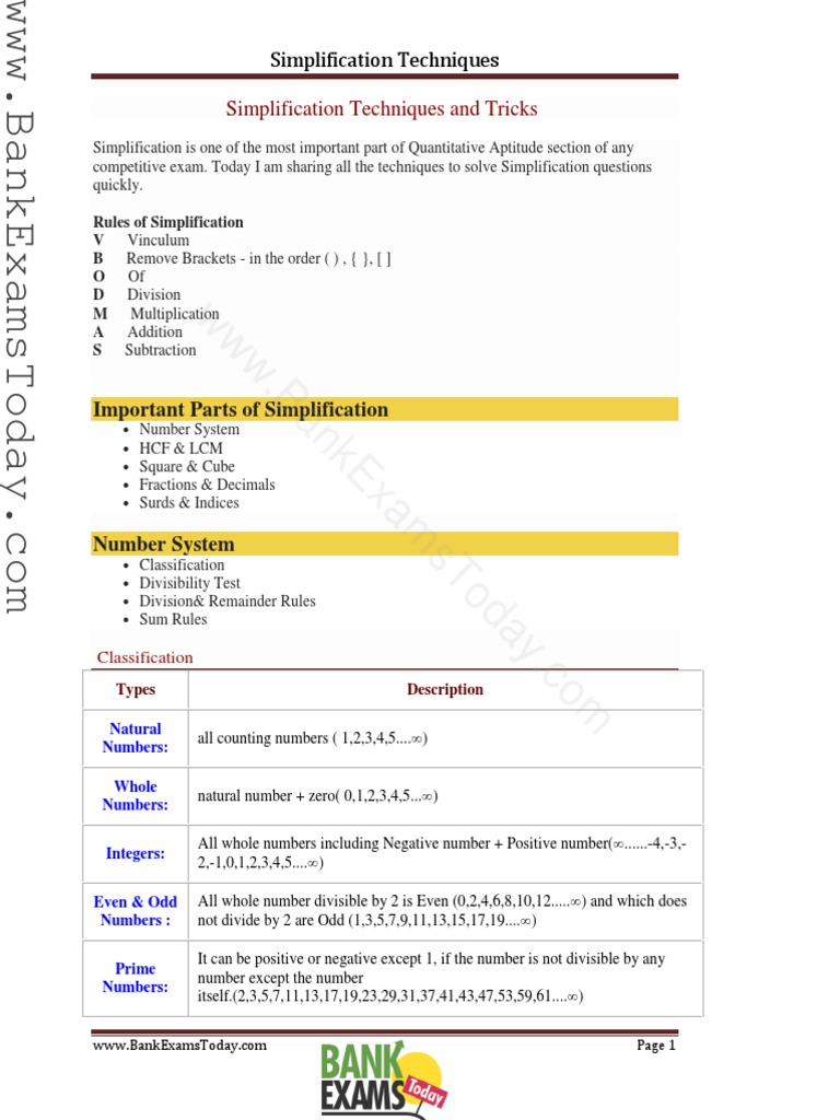 Number System Shortcut | PDF | Division (Mathematics) | Multiplication