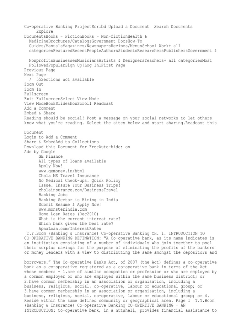 Co-Operative Banking Project | PDF