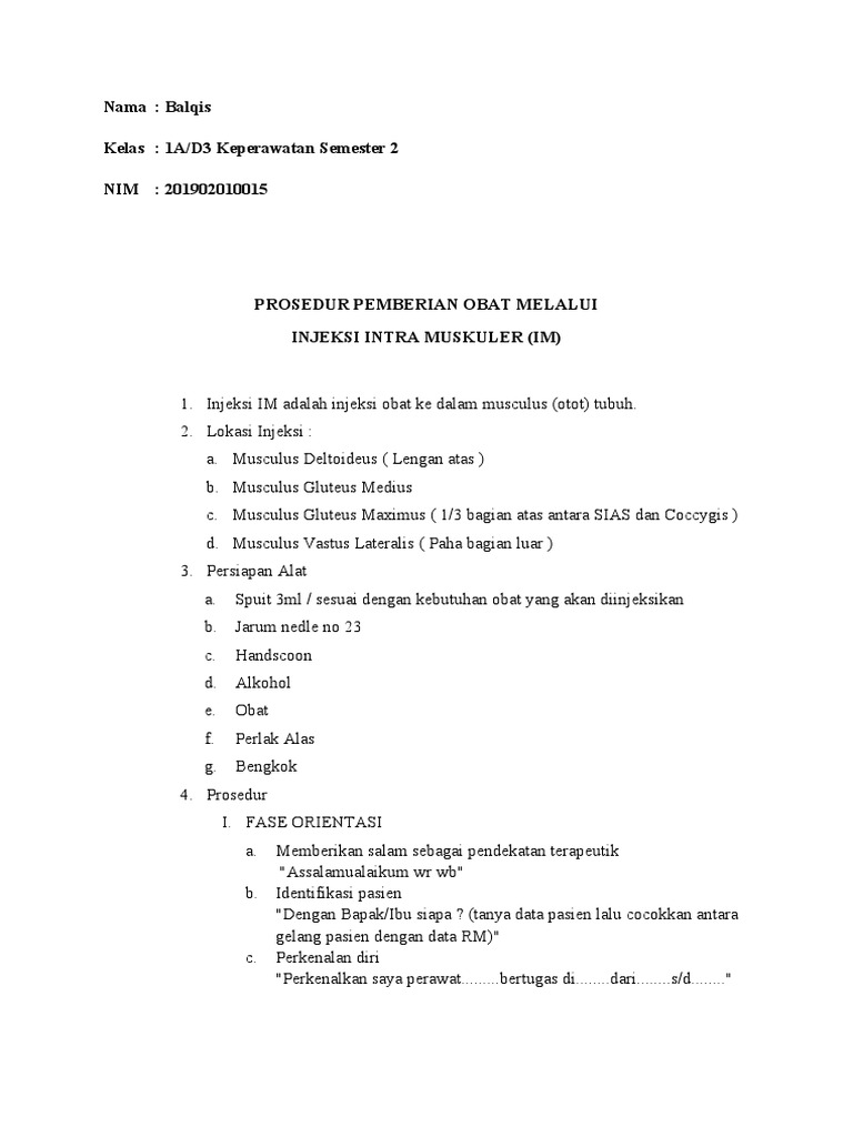 Prosedur Injeksi Im | PDF