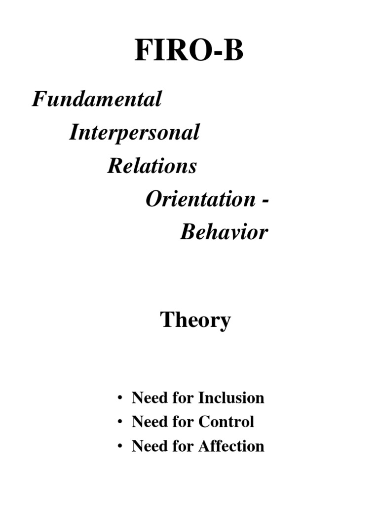FIRO-B Class | PDF | Extraversion And Introversion | Scientific Theories