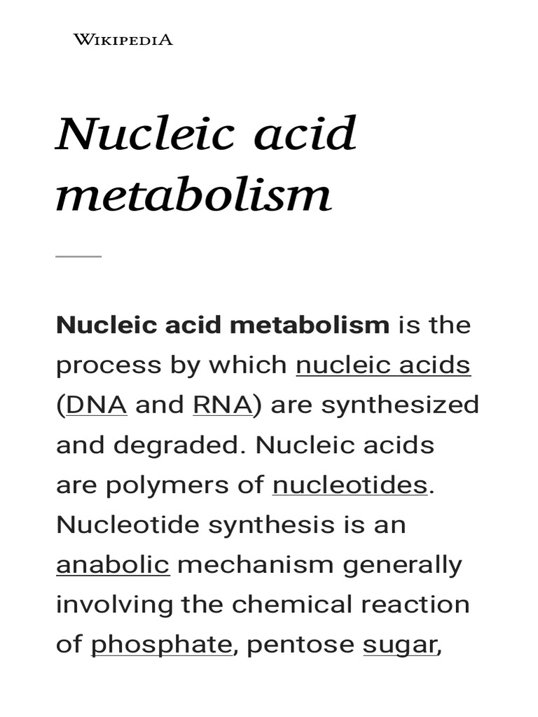 Nucleic Acid Metabolism PDF | PDF | Nucleotides | Biosynthesis
