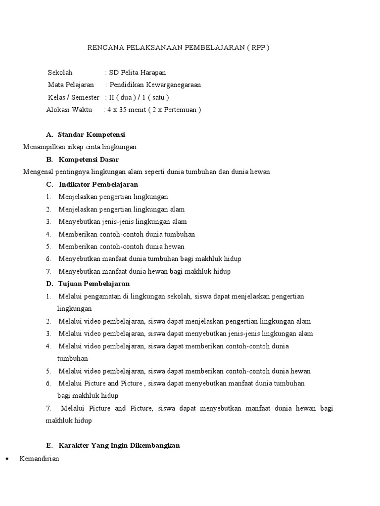 Contoh RPP 2 | PDF