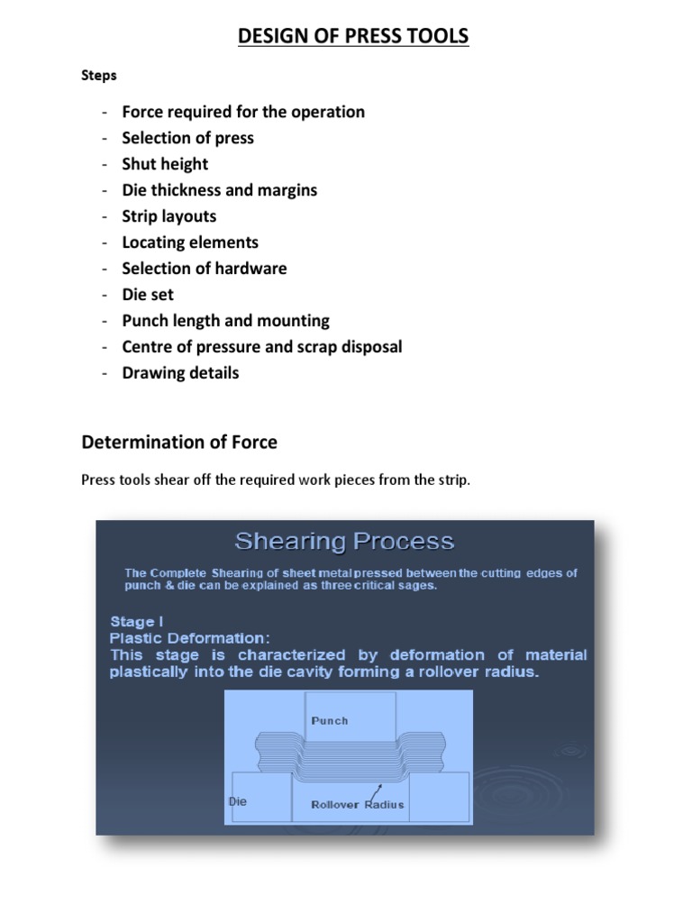 Design of Press Tools | PDF | Ultimate Tensile Strength | Strength Of ...