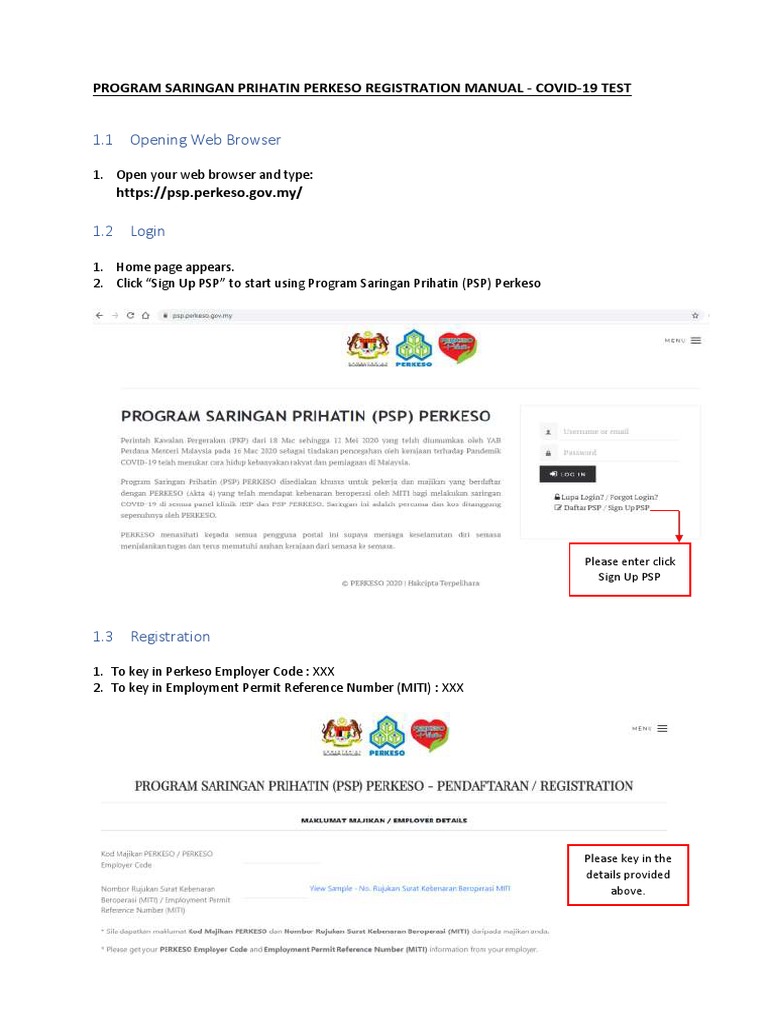 Online Application Guideline For Program Saringan Perkeso PDF | PDF ...