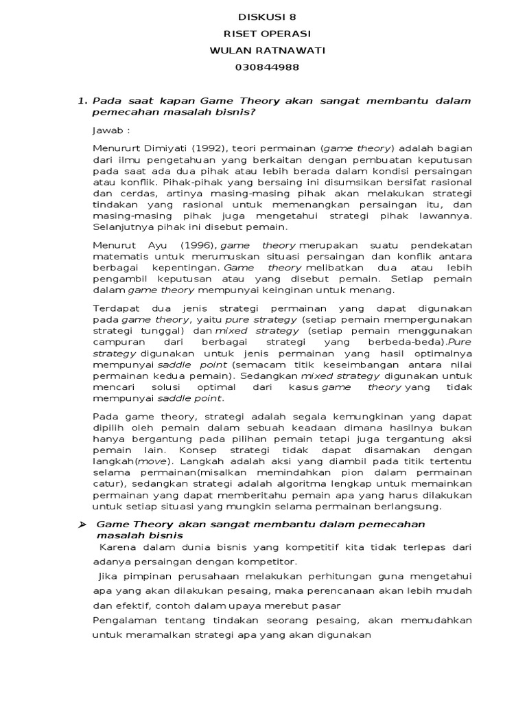 DISKUSI 8 Riset Operasi | PDF