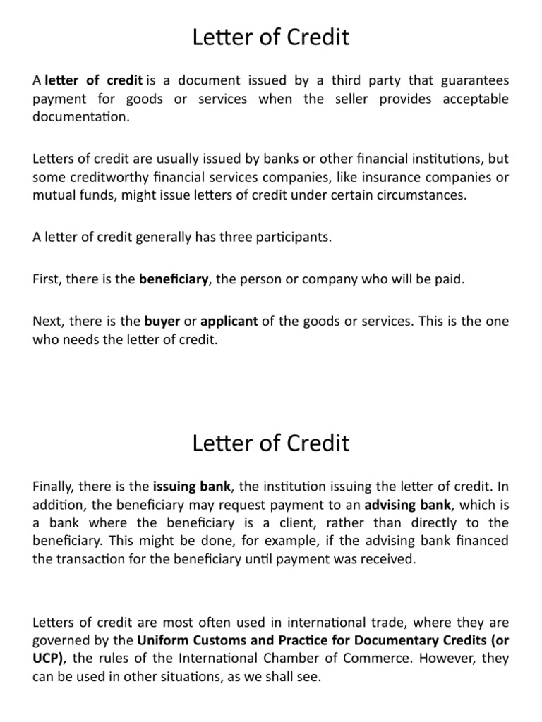 An In-Depth Explanation of Letters of Credit: Types, Features ...