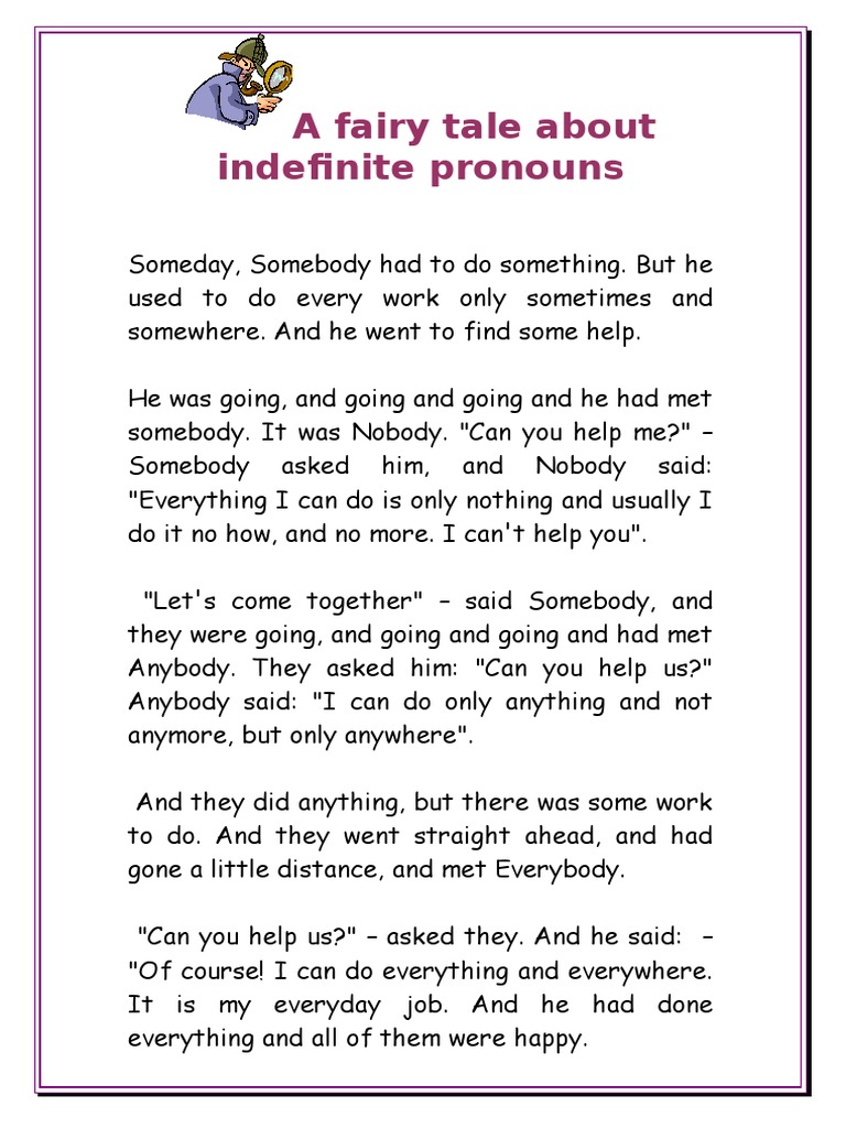 A Fairy Tale About Indefinite Pronouns | PDF