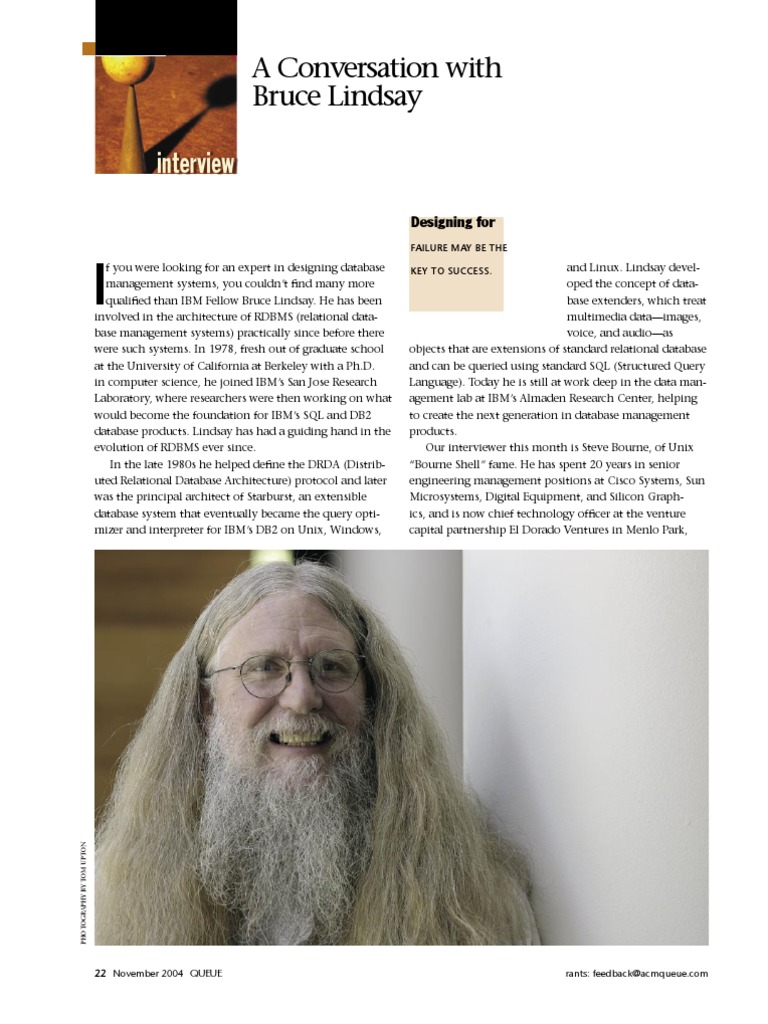 Interview: A Conversation With Bruce Lindsay | PDF | Databases | Thread ...