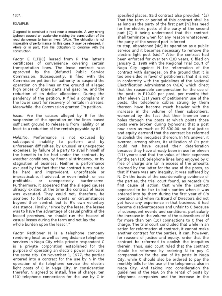 Contract reform due to unforeseen changes | PDF | Credit | Finance ...