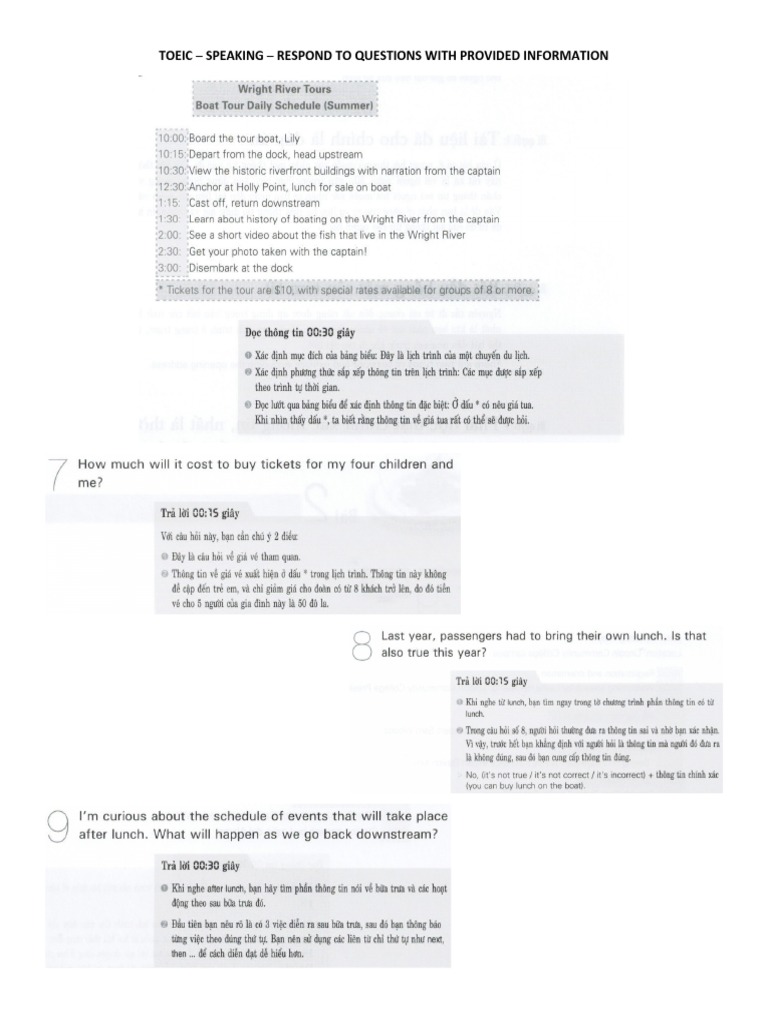 Toeic - Speaking - Respond To Questions With Provided Information | PDF