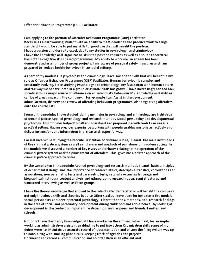 Personal Statement | PDF | Psychology | Criminology